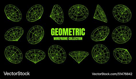 Wireframe Lined Shapes Perspective Mesh D Grid Vector Image