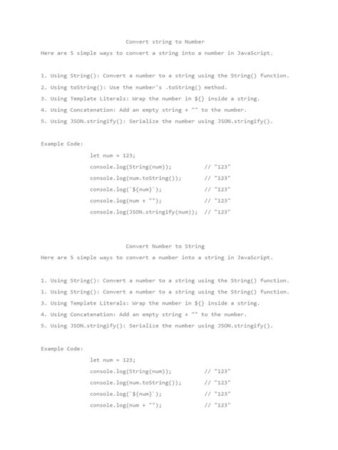 convert string to number pdf