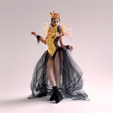 Black Queen Led Light Up Rainbow Cage Dress Outfit By Etereshop