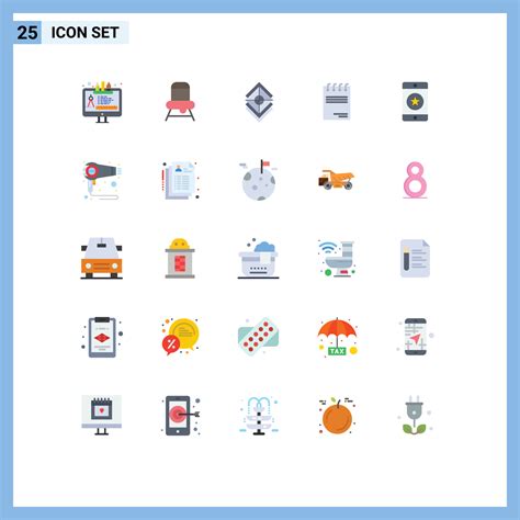 Group Of 25 Modern Flat Colors Set For Devices Signature Design Paper Notepad Editable Vector