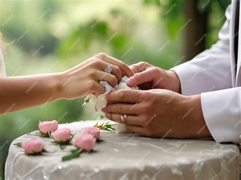 Premium Photo Beautiful Groom And Bride Full Body Groom Putting Ring