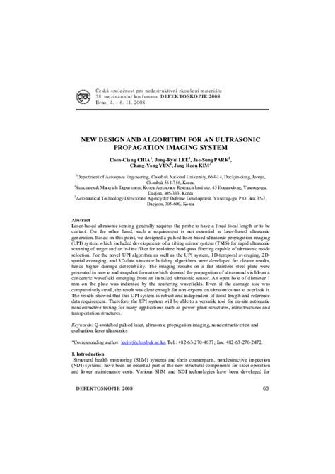pdf new design and algorithm for an ultrasonic propagation imaging system