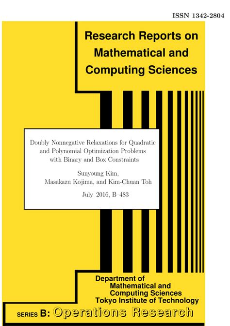 Pdf Doubly Nonnegative Relaxations For Quadratic And Polynomial