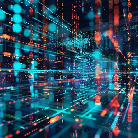 Complex Algorithm Flowing Through Server Room Big Data Concept Stock