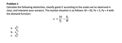 Solved Problem Calculate The Following Elasticities Chegg