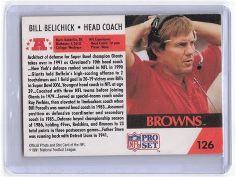 1991 Pro Set 126 Bill Belichick Cleveland Browns Ebay