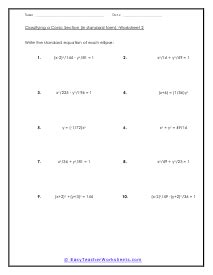 Classifying A Conic Section Worksheets