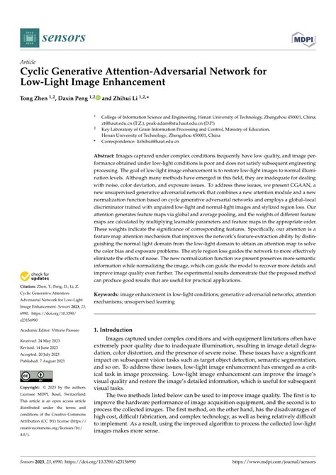 Pdf Cyclic Generative Attention Adversarial Network For Low Light