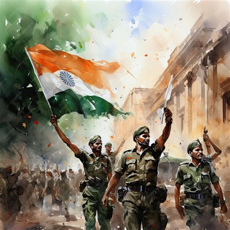Premium Photo Watercolor Art Of Indian Soldier Celebrating Indian