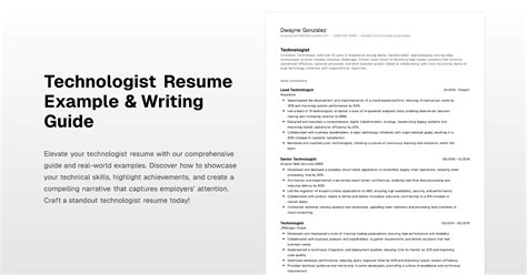 Technologist Resume Example Writing Guide