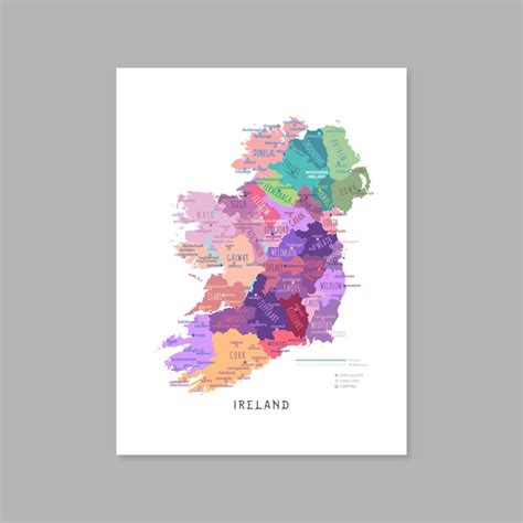 Ireland Map Printable Ireland County Map Labeled Ireland Map Modern