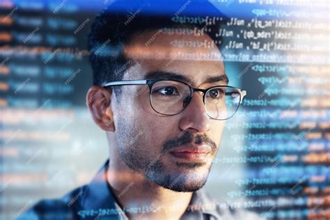Premium Photo Software Coding Hologram And Man Thinking Of Data