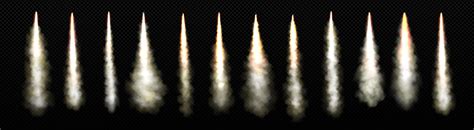 Free Vector | Rocket launch smoke trail with fire flame vector isolated realistic jet takeoff ...