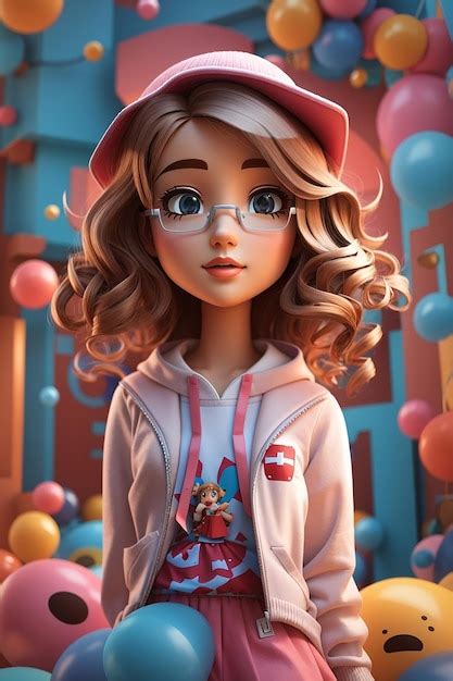 Premium Photo Fun 3d Illustration Of A Cartoon Teenage Gir