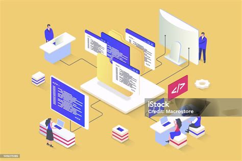 Konsep Pengembangan Web Dalam Desain Isometrik 3d Desainer Prototyping