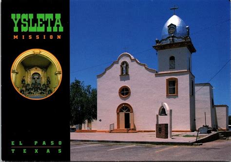 Vintage Continental Size Postcard Ysleta Mission El Paso Texas United