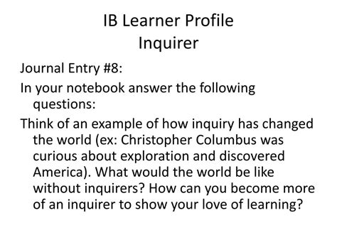 PPT IB Learner Profile Reflective PowerPoint Presentation Free Download ID