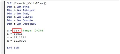 How To Define Variable In Excel Vba