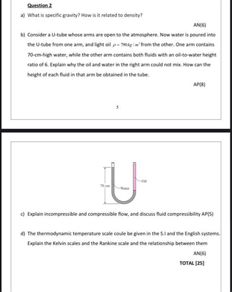 Solved Question A What Is Specific Gravity How Is It Chegg