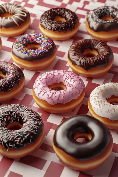 A Table Filled With Various Types Of Donuts Stock Image Image Of Life