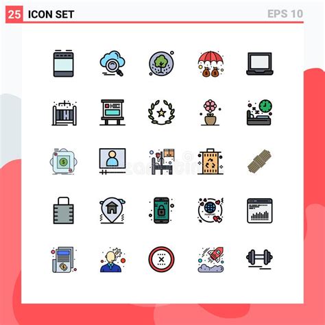 25 Universal Filled Line Flat Colors Set For Web And Mobile Applications Protection Money