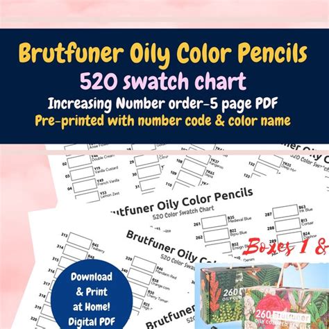 Brutfuner Color Chart In Color Order Etsy