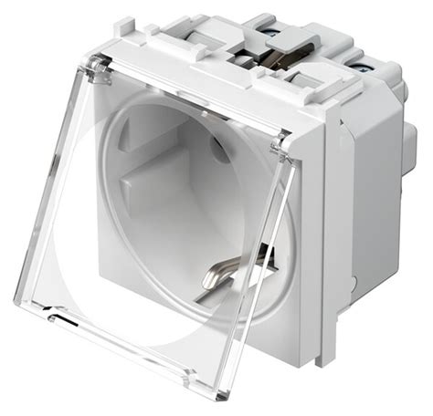 Utičnica Šuko Ks Poklopac 2p E 16a 250v~ 2m Vm11 Tem Modul Bijela S Prozirnim Poklopcem