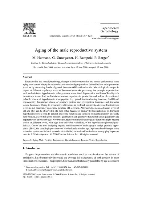 Pdf Aging Of The Male Reproductive System