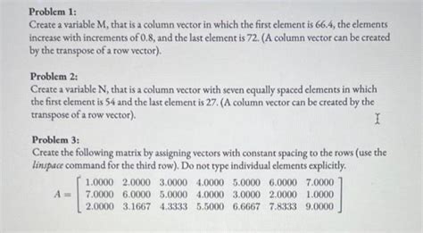 Solved Problem 1 Create A Variable M That Is A Column