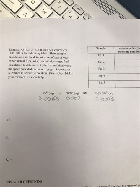 Solved Sample Eq 1 Eq 2 Eq 3 Eq 4 Eq 5 Calculated Kc Chegg Com