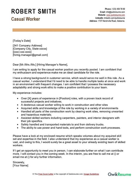 General Worker Cover Letter Examples Qwikresume