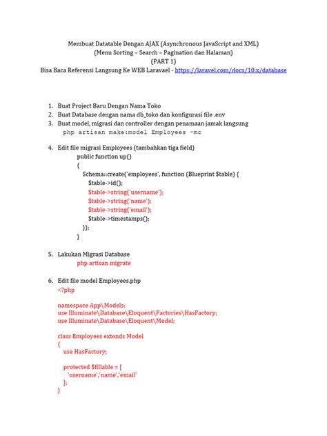 Membuat Datatable Dengan Ajax Part 1 Pdf Ajax Programming Information Technology