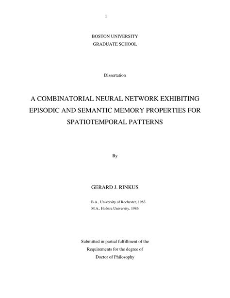 Pdf A Combinatorial Neural Network Exhibiting Episodic And Semantic Memory Properties For