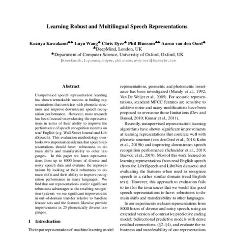 Learning Robust And Multilingual Speech Representations Acl Anthology