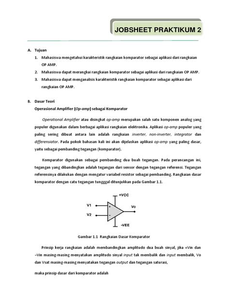 Gambar 1 1 Rangkaian Dasar Komparator Pdf