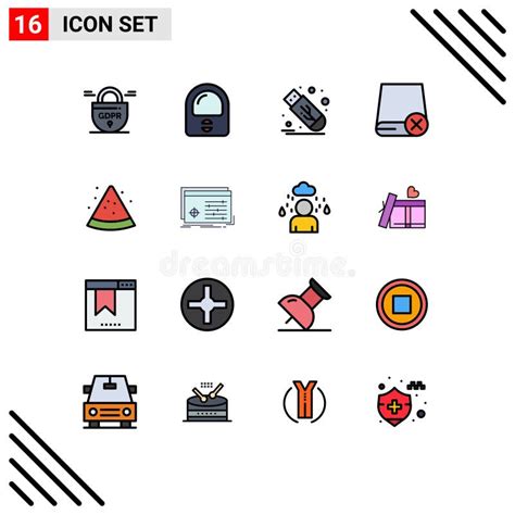 Set Of 16 Modern Ui Icons Symbols Signs For Slice Hardware Flash Gadget Devices Stock Vector