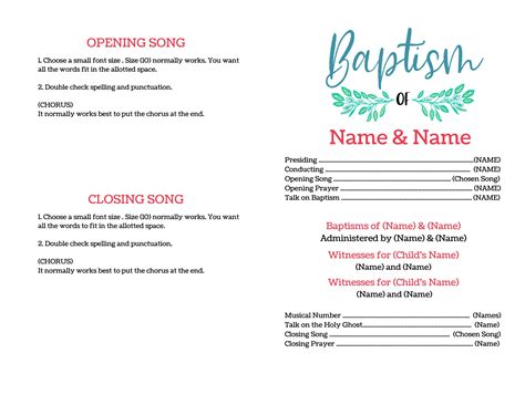Joint Girl Baptism Program Latter Day Saint Baptism Customizable ...