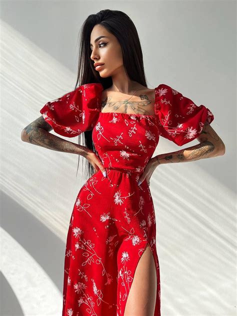 Літня Квіткова Сукня Міді Зі Шнурівкою на Спині Та Рукавами Ліхтариками р S M 66pl4107Е