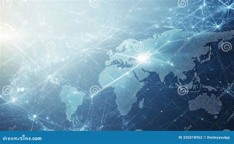 Digital World Map With Glowing Nodes Representing Global Communication And Network Connections