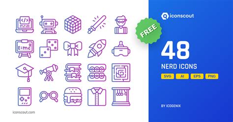 Free Nerd Icon Pack 48 Gradient Miscellaneous Icons Svg Png Ico
