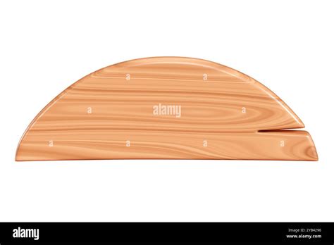 Wooden Semicircle Plaque With Cracks For Text Box Cartoon 3d Render Illustration Of Signboard