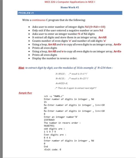 solved mce 226 l computer applications in mce i home work 5