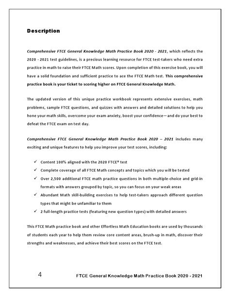 Ftce General Knowledge Math Preparation 2020 2021 Ftce Math Workbook 2 Full Length Ftce