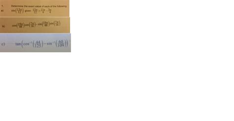 solved determine the exact value of each of the following