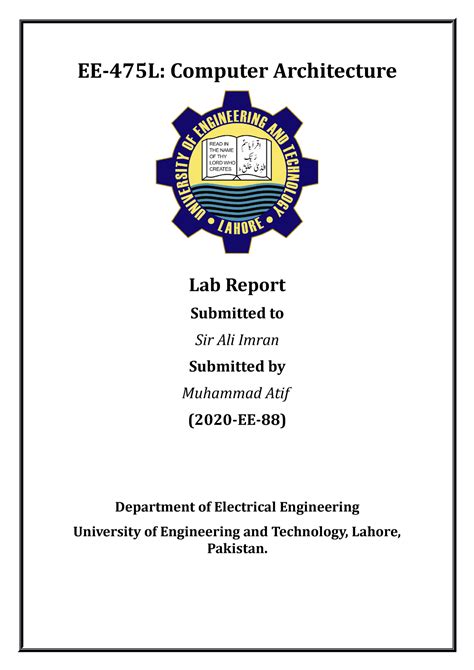 Ca Lab1 It Is A Lab Manual Of Computer Architecture Course Ee 475l