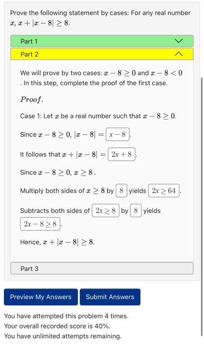 Solved Prove the following statement by cases: For any real | Chegg.com