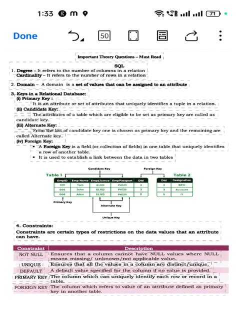 My Sql Notes Pdf Relational Database Table Database
