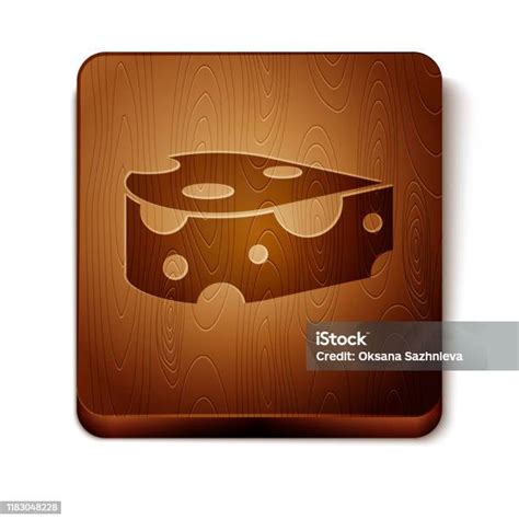 갈색 치즈 아이콘은 흰색 배경에 격리 나무 사각형 버튼입니다 벡터 일러스트레이션 건강한 식생활에 대한 스톡 벡터 아트 및 기타 이미지 건강한 식생활 구멍이 많은 로고