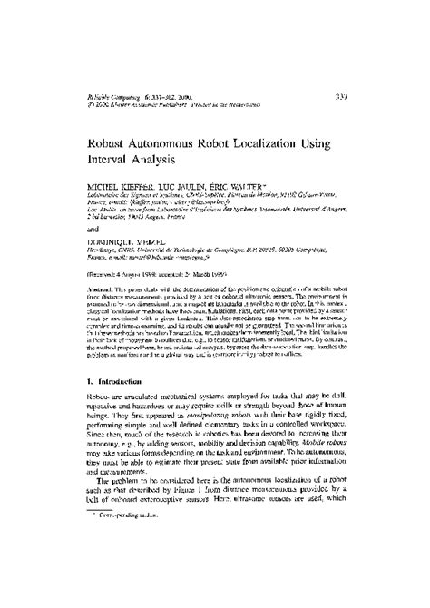 Pdf Robust Autonomous Robot Localization Using Interval Analysis