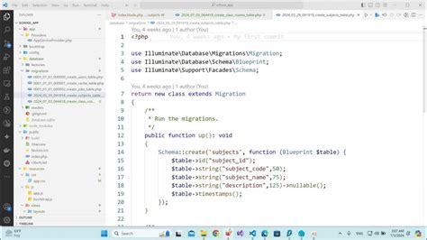 Lab2 Evening Laravel Framework Create Professor Table Youtube